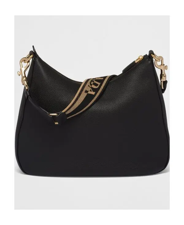 Prada Leather Shoulder Bag With Logo Straps