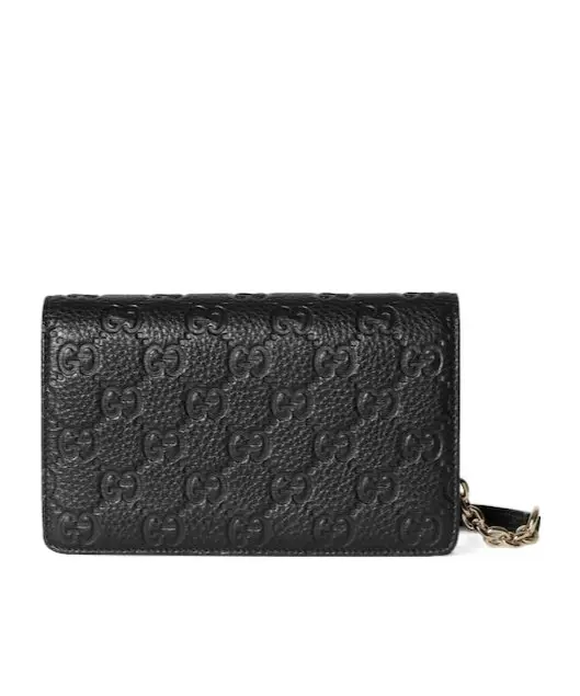 Gucci Chain Linked Gg Emblem Wallet
