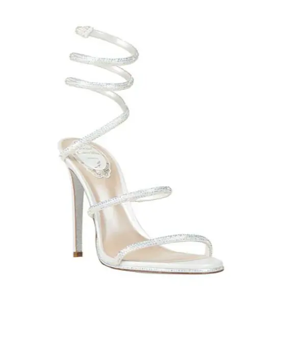Rene Caovilla Margot Embellished Open Toe Sandals - White