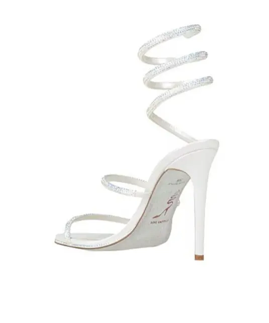 Rene Caovilla Margot Embellished Open Toe Sandals - White