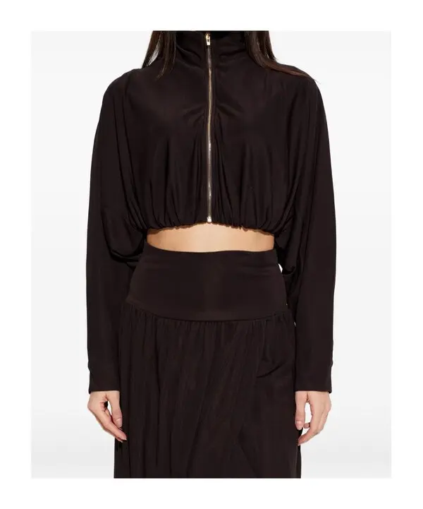 Alaïa Matte Knit Draped Zip-up Jacket