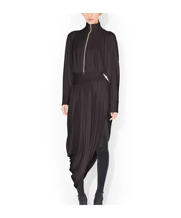 Alaïa Draped Matte Jersey Jacket - Black