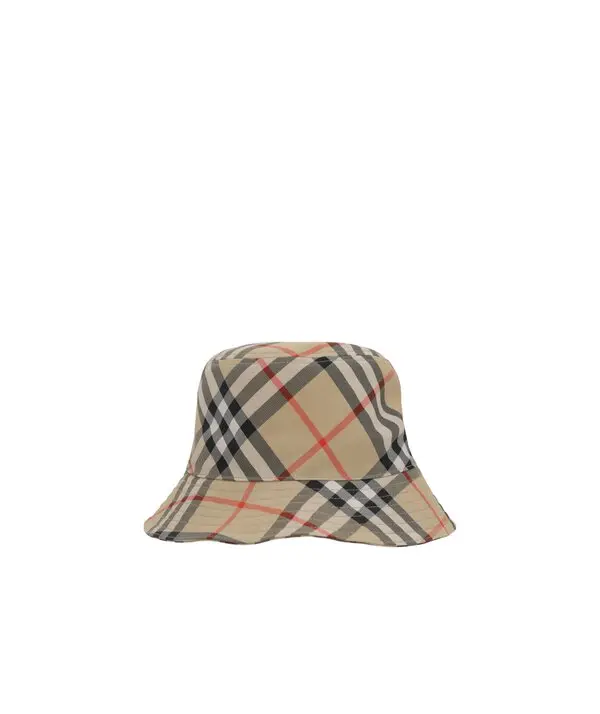 Burberry Bucket Hat With Signature Check Pattern - Nude