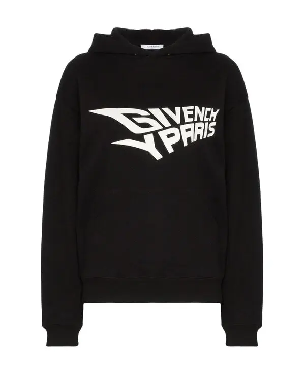 Givenchy Logo Printed Hooded Sweater - Black