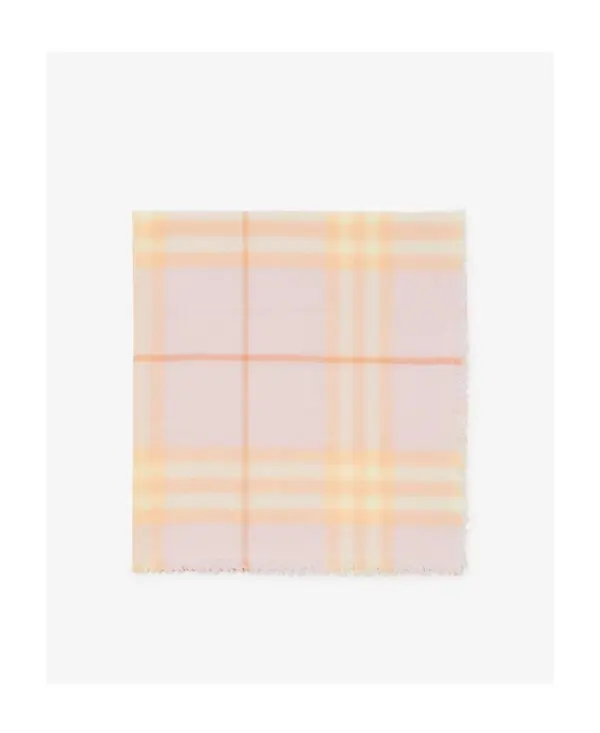 Burberry Check-printed Frayed-edge Scarf - Nude