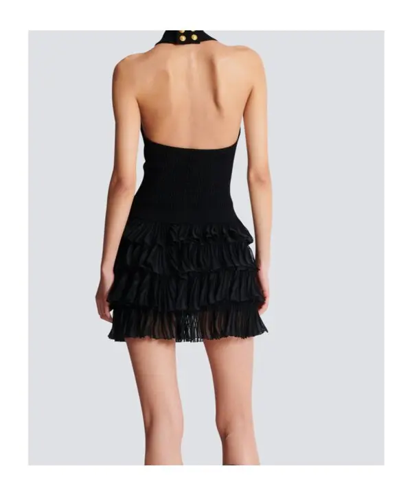 Balmain Cable-knit Open-back Halter Top - Black