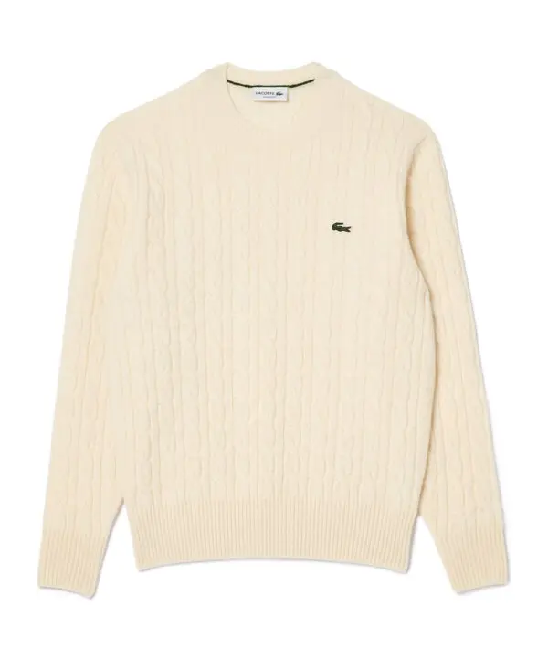 Lacoste Chunky Knit Round Neck Sweater With Embroidered Logo