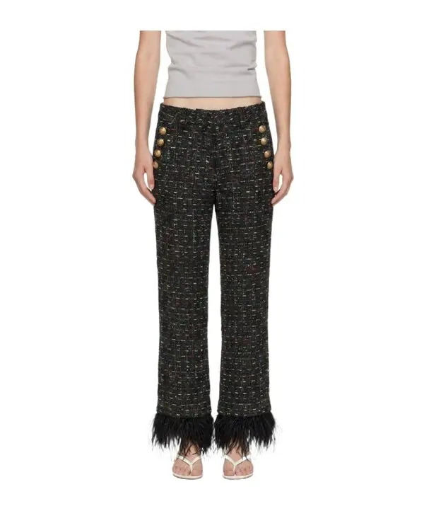 Marissa Chiara Sequined Trousers With Feather Detailing