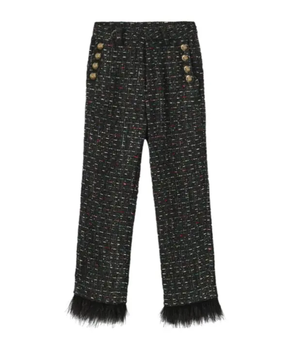 Marissa Chiara Sequined Trousers With Feather Detailing