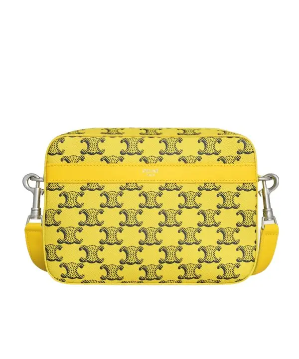 Celine Triomphe Canvas And Calfskin Small Messenger Bag - Extreme Yellow