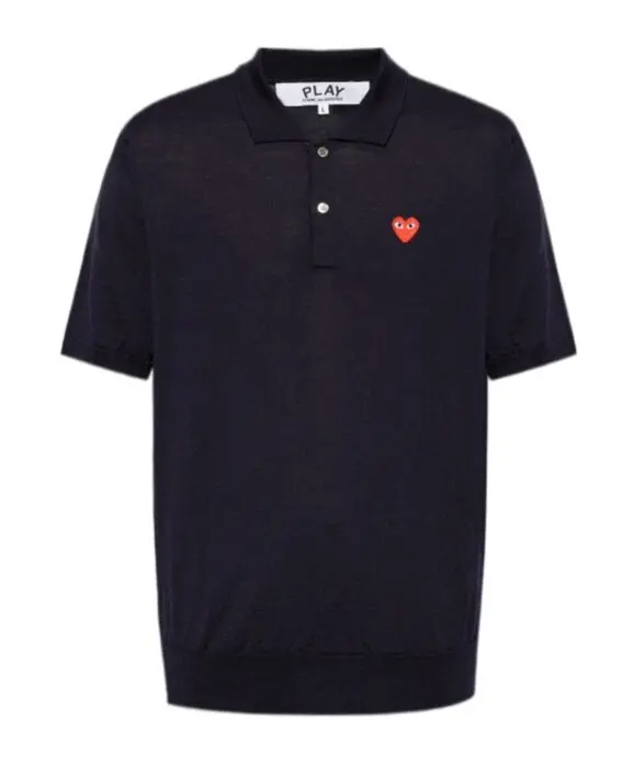 Play Comme Des Garcon Logo-patch Knitted Polo Shirt