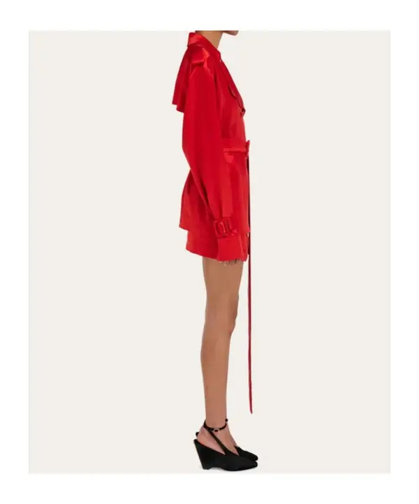 FERRAGAMO Double-breasted Belted Long Sleeve Windbreaker