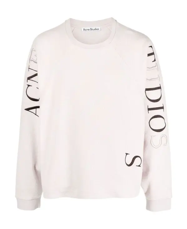 Acne Studios Crewneck Sweatshirt With Embroidered Logo - White
