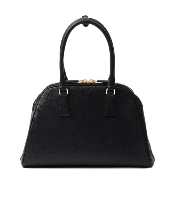 Prada Saffiano Zipped Medium Tote Bag - Black