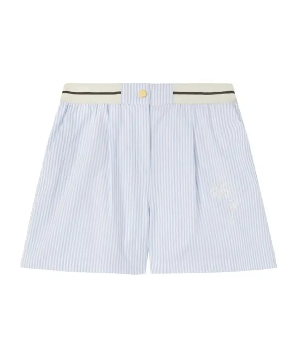Palm Angels Stiped Pleated Boxed Shorts - White