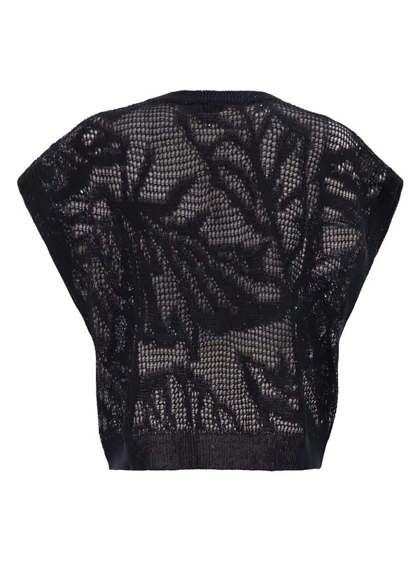 Brunello Cucinelli Openwork Knit T-shirt With Sequins