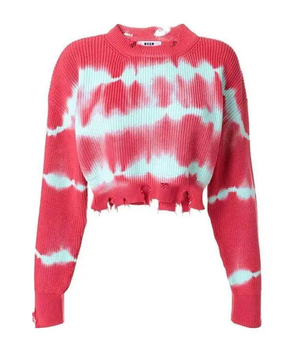 MSGM Distressed Tie-dye Knit Pullover