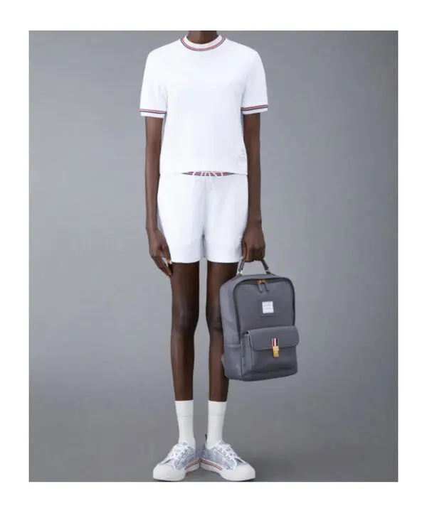 Thom Browne Logo Patch Drawstring Shorts - White