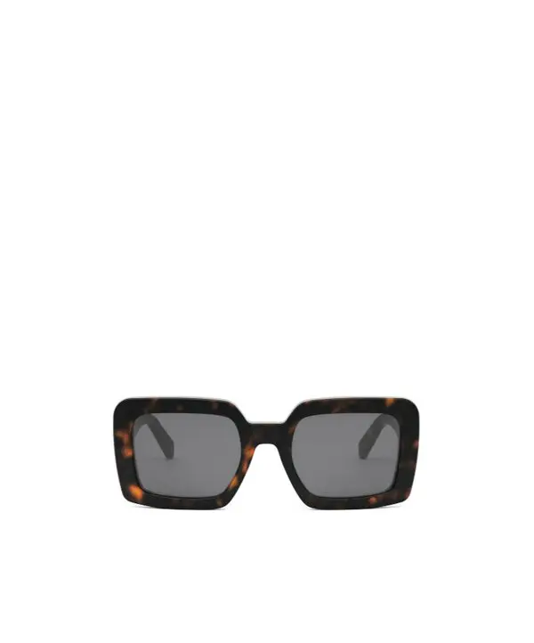 Celine Rectangular Logo Sunglasses - Shiny Deep Havana