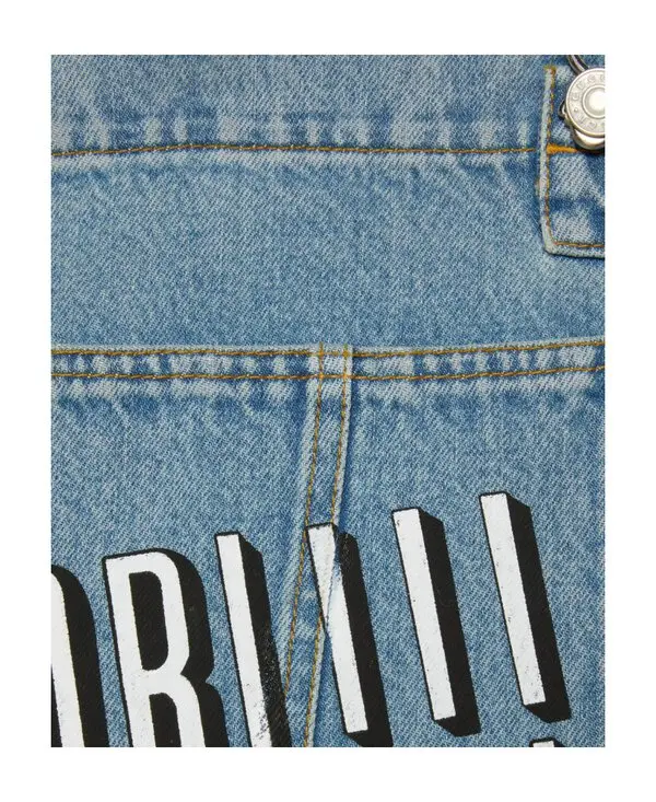 Gucci Graphic Printed Denim Dungaree - Light Blue