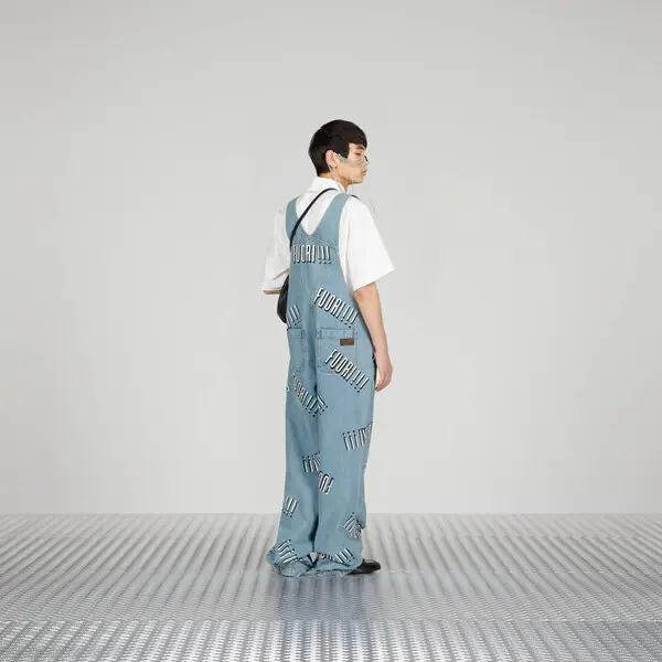 Gucci Graphic Printed Denim Dungaree - Light Blue