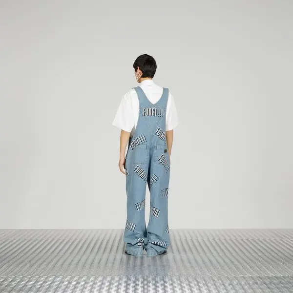 Gucci Graphic Printed Denim Dungaree - Light Blue