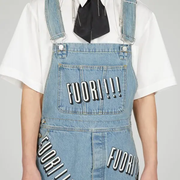 Gucci Graphic Printed Denim Dungaree - Light Blue