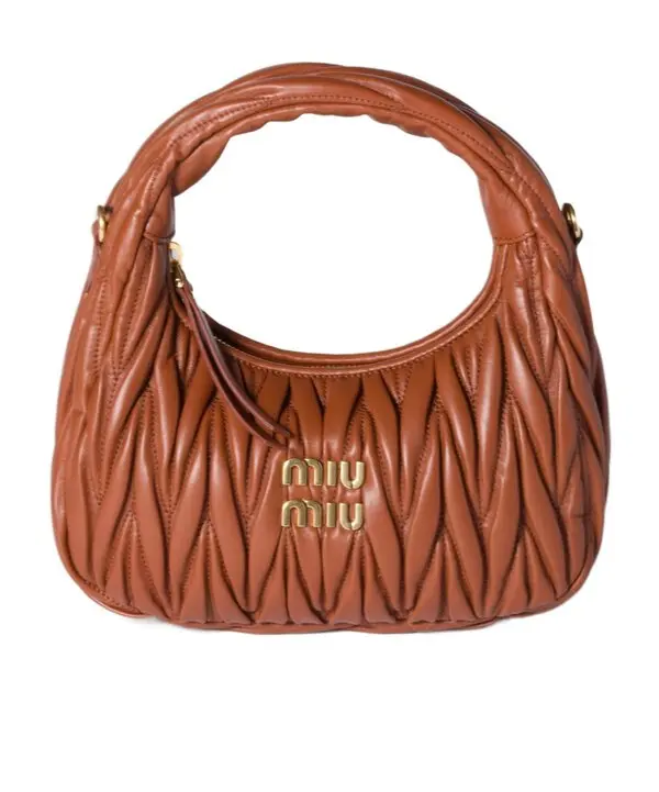 Miu Miu Matelassé Zipped Handbag - Brown