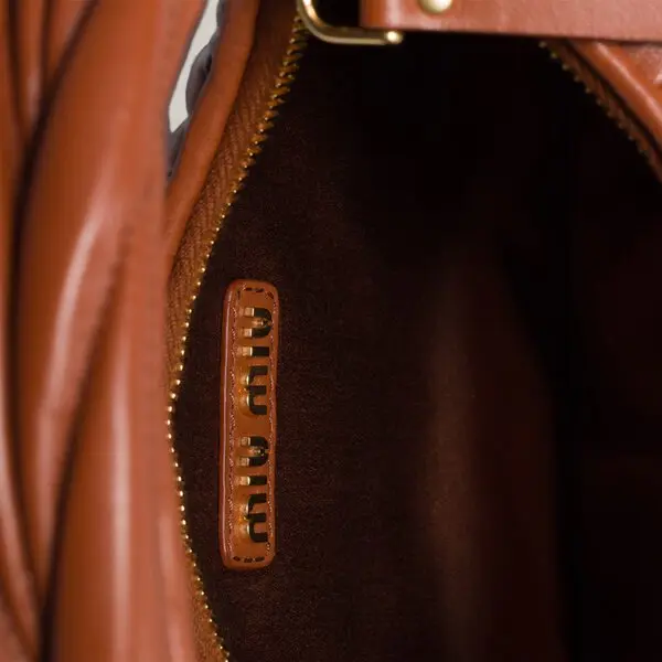 Miu Miu Matelassé Zipped Handbag - Brown