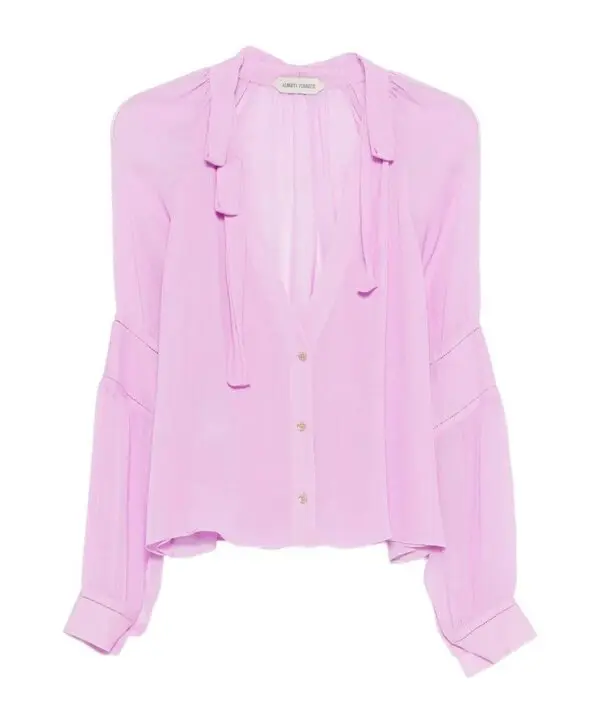 Alberta Ferretti Long Sleeve Button-down Shirt With Tie Detail