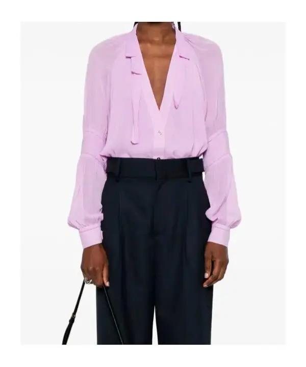 Alberta Ferretti Long Sleeve Button-down Shirt With Tie Detail