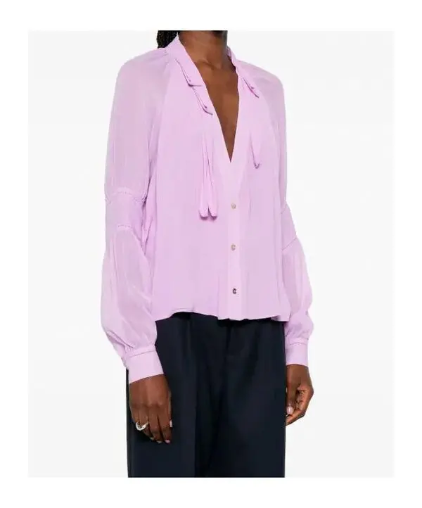 Alberta Ferretti Long Sleeve Button-down Shirt With Tie Detail