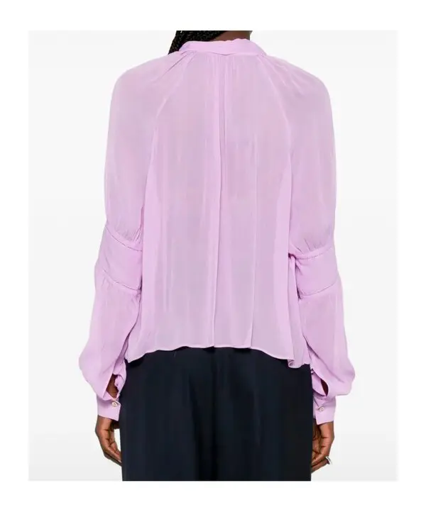 Alberta Ferretti Long Sleeve Button-down Shirt With Tie Detail