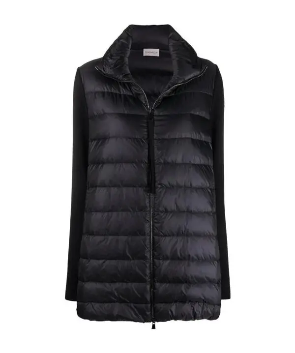 Moncler Logo Patch Down Jacket With Stand Collar And Zip-up Closure