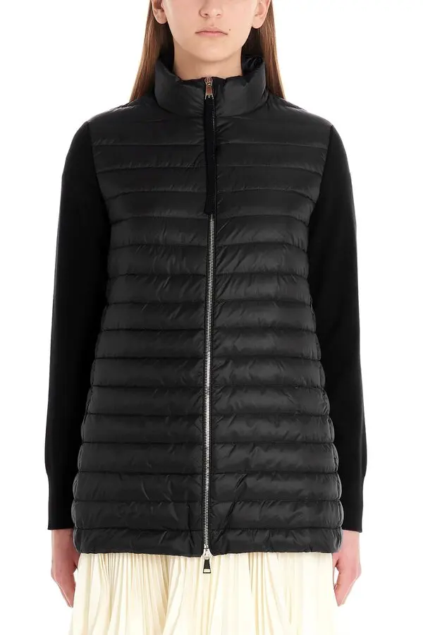 Moncler Logo Patch Down Jacket With Stand Collar And Zip-up Closure