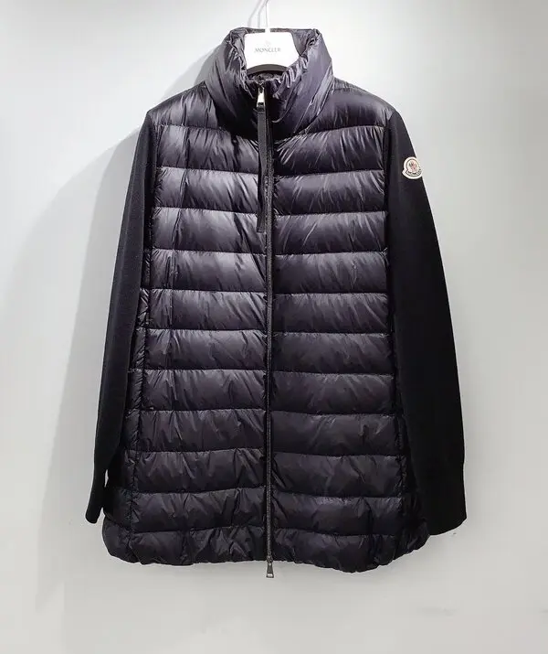 Moncler Logo Patch Down Jacket With Stand Collar And Zip-up Closure