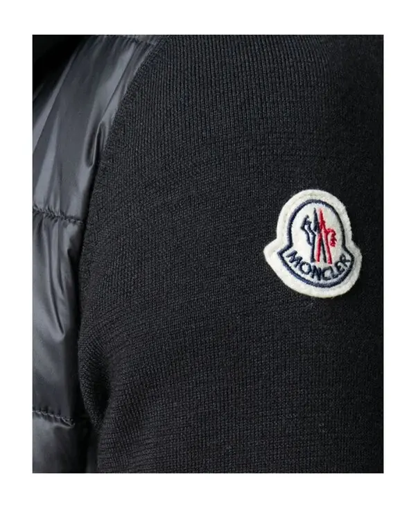 Moncler Logo Patch Down Jacket With Stand Collar And Zip-up Closure