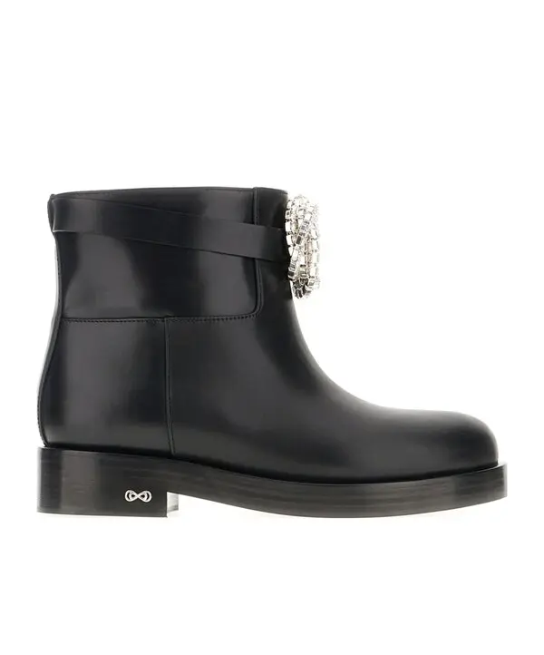MACHMACH Leather Ankle Boots With Jewel Detail