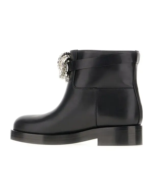 MACHMACH Leather Ankle Boots With Jewel Detail