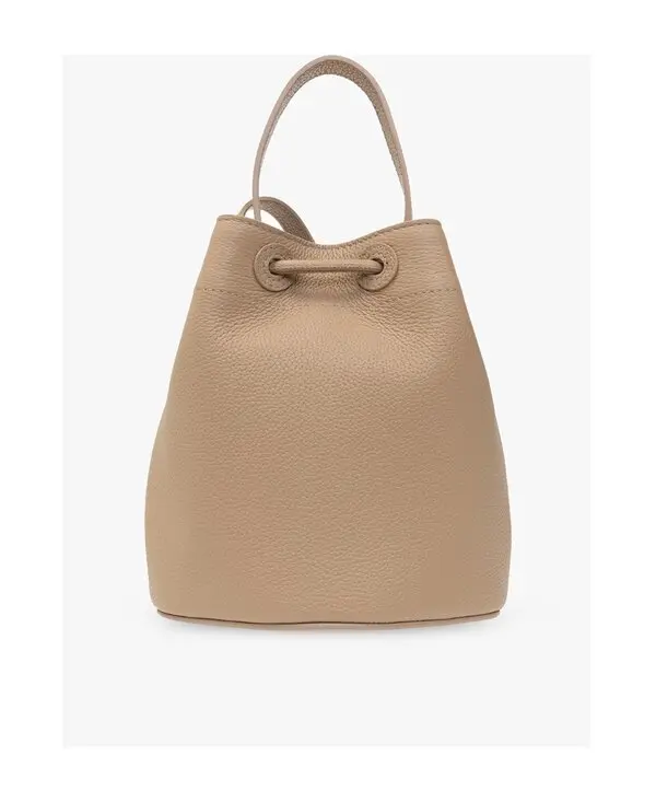 Burberry Logo Plaque Drawstring Bucket Bag - Nude