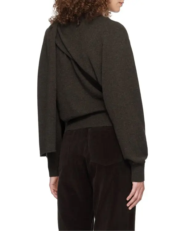 FERRAGAMO Knitted Cardigan With Scarf Detail - Black