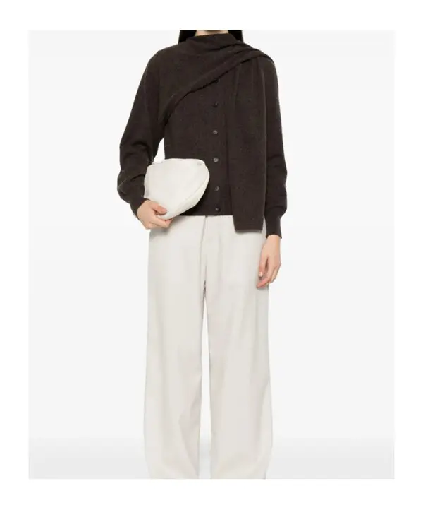FERRAGAMO Knitted Cardigan With Scarf Detail - Black