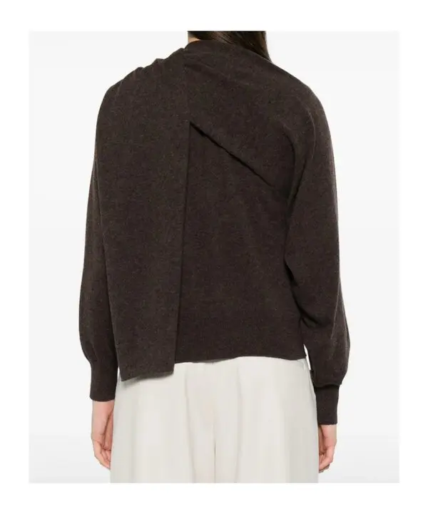 FERRAGAMO Knitted Cardigan With Scarf Detail - Black