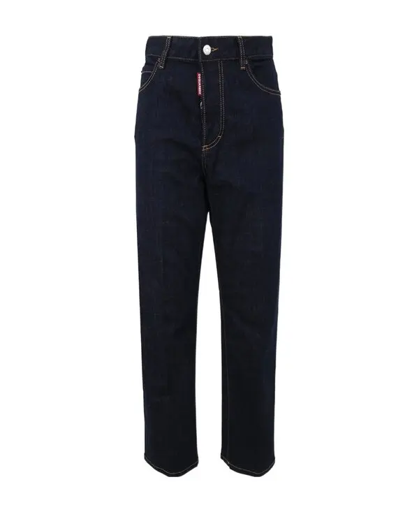 Dsquared2 Logo Tag Straight-leg Jeans - Black
