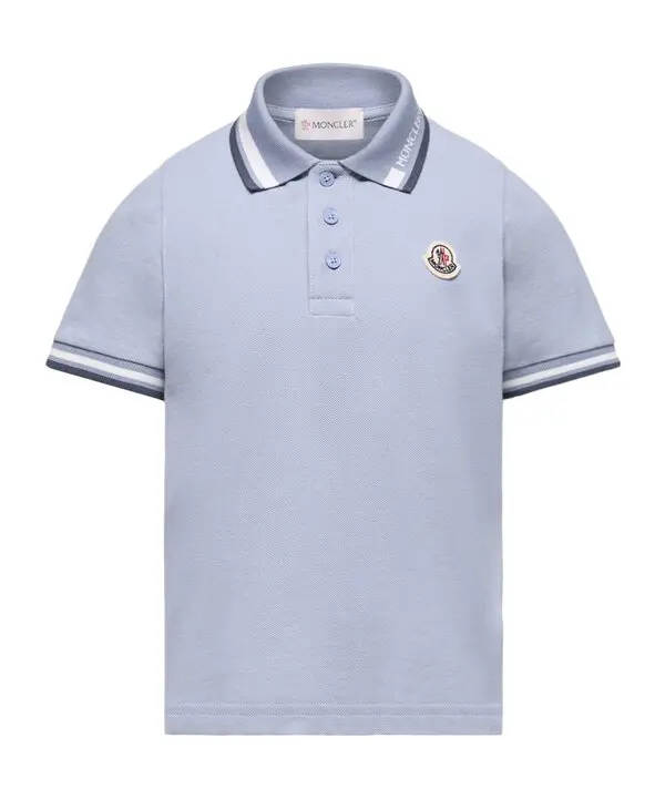 Moncler Cotton Piquet Polo Shirt - Powder Blue