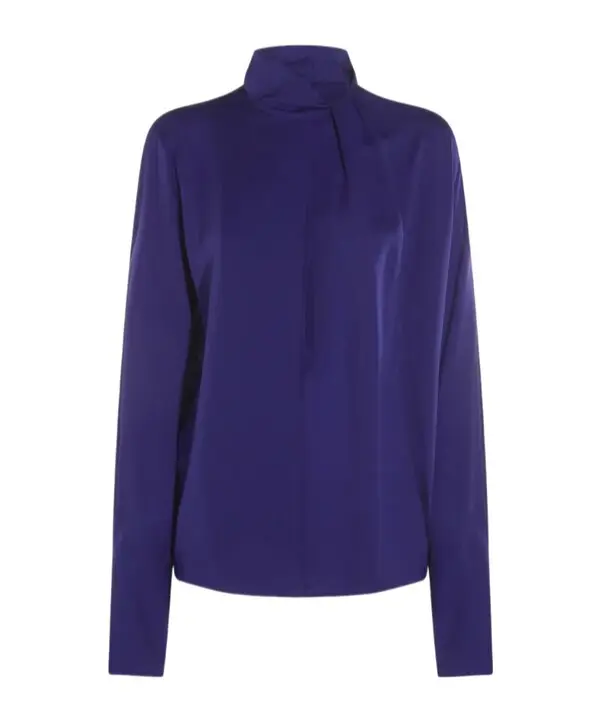 TOM FORD Long Sleeved Satin Blouse - Clematis Blue