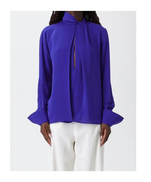 TOM FORD Long Sleeved Satin Blouse - Clematis Blue