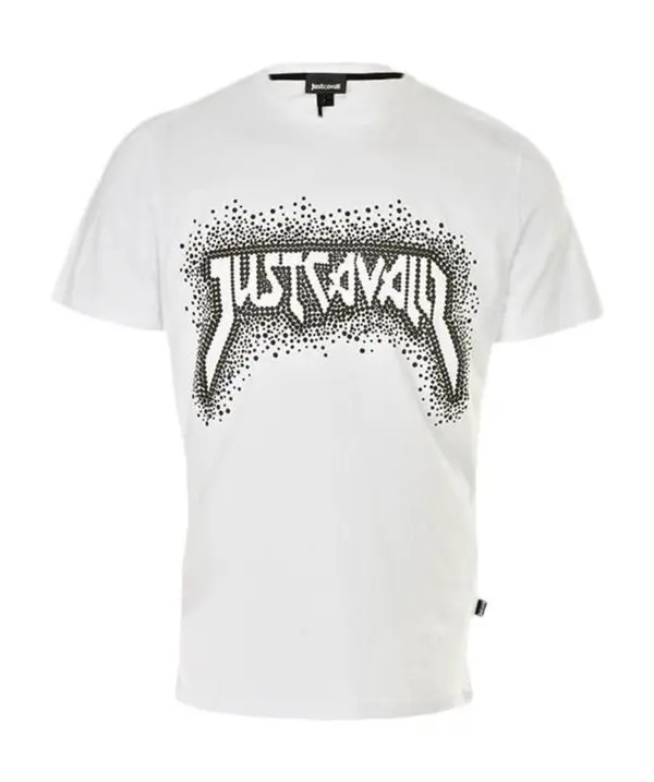Just Cavalli Logo Polka Dot Short Sleeve T-shirt - White
