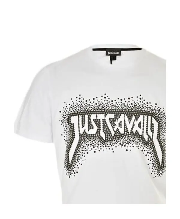 Just Cavalli Logo Polka Dot Short Sleeve T-shirt - White