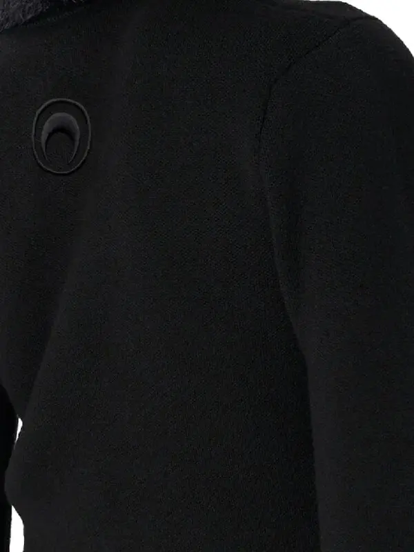 MARINE SERRE Wool Cropped Cardigan With Lapel Collar - Black